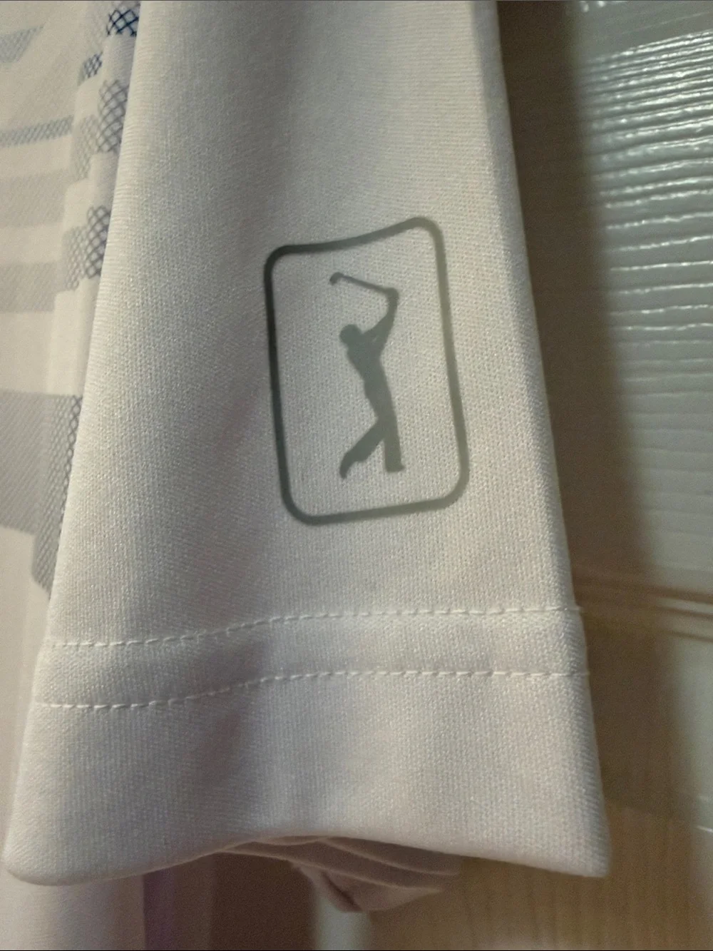 PGA Tour | Shirts | Pga Tour White Polo With Light Gray And Blue Stripe ...